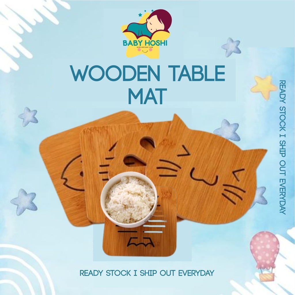 BH Wood Board Coaster Anti Slip Pad Kitchen Fibre Cute Design Hot Cup ...