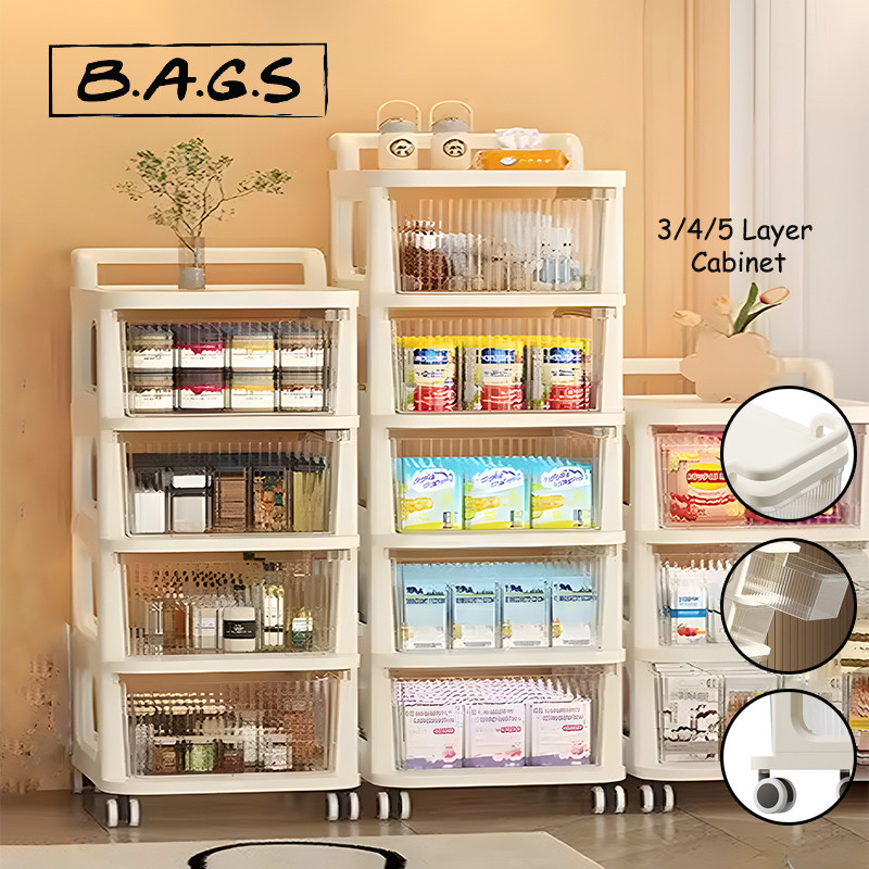 THEBAGS 3/4/5 Layer Multifunction Storage Trolley Rack Kitchen Rack ...