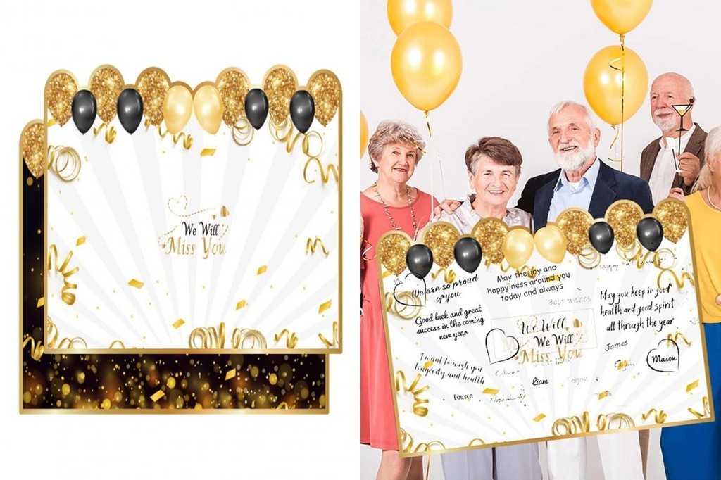 [TY] Giant Retirement Card Retirement Ribbons Decor Sparkling Happy ...