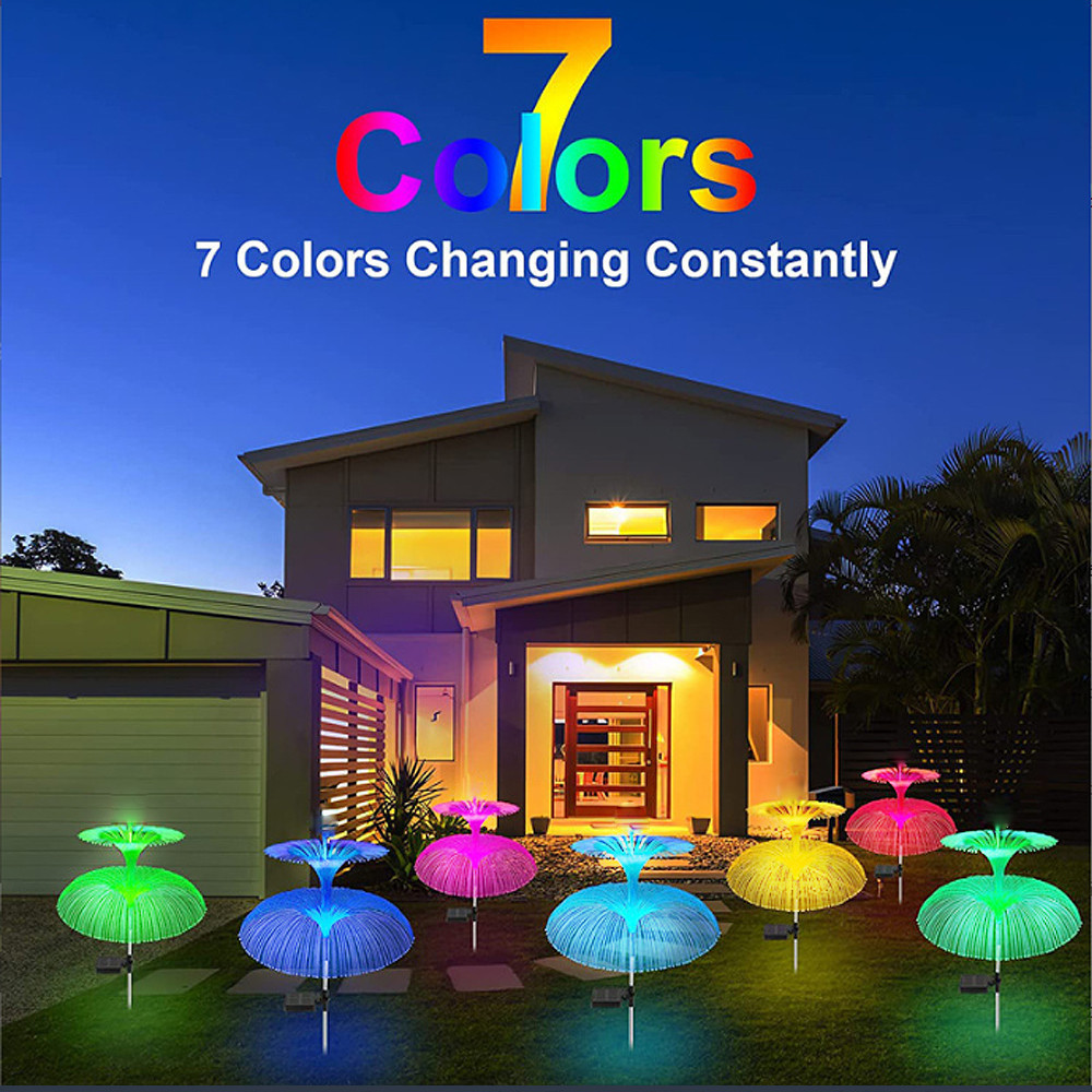 Solar Jellyfish Garden Lights Outdoor Waterproof, 7 Color Changing ...