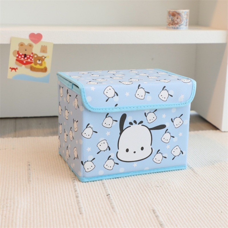 KT Storage Box Pu Cartoon Kuromi Foldable Desktop Storage Box Cosmetics ...