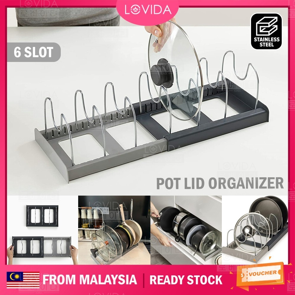 LOVIDA 6 Slot Pot Adjustable Lid Holder Chopping Board Holder Stainless ...