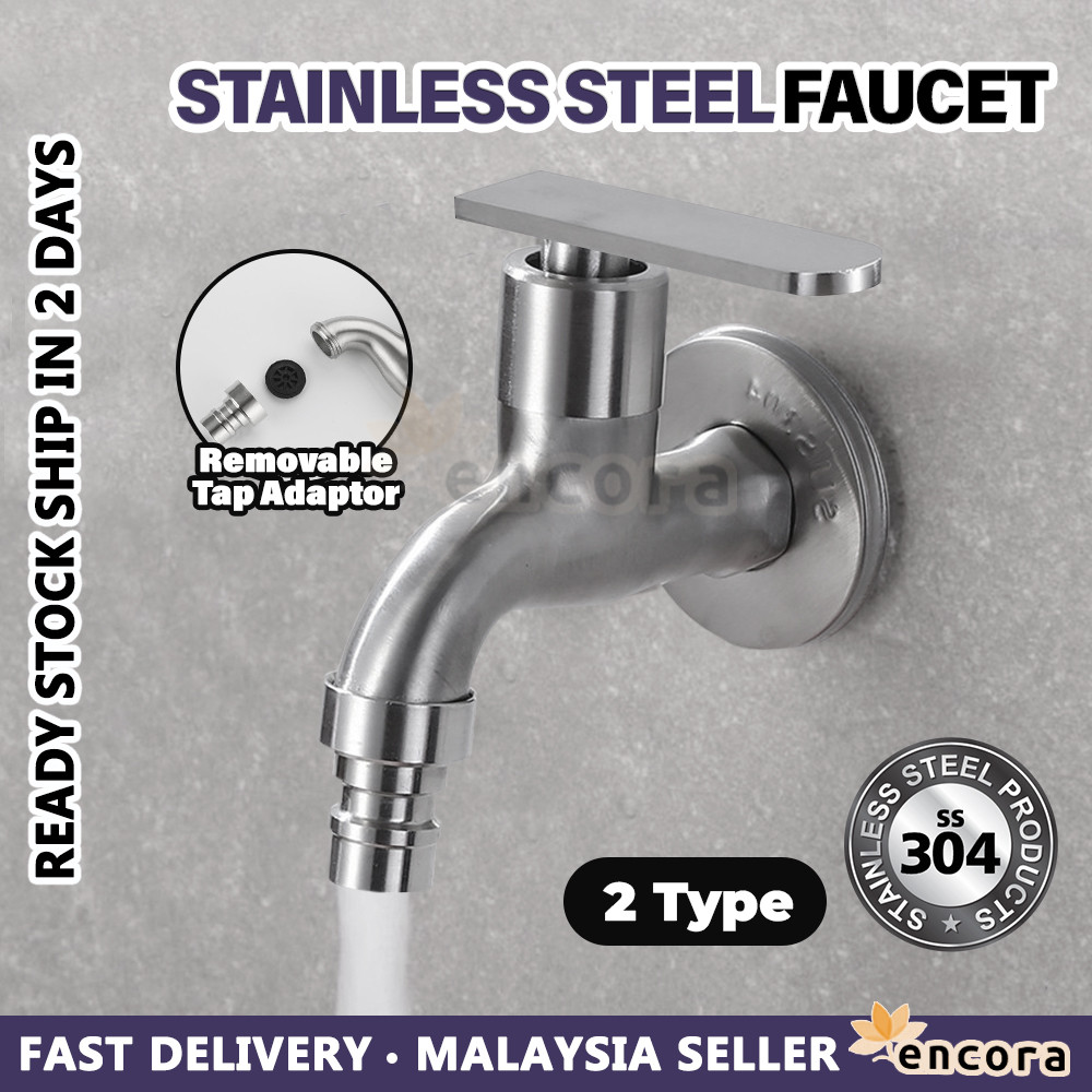 Encora SUS 304 Water Faucet Paip Sinki Air Wall Bib Tap Washing Machine ...