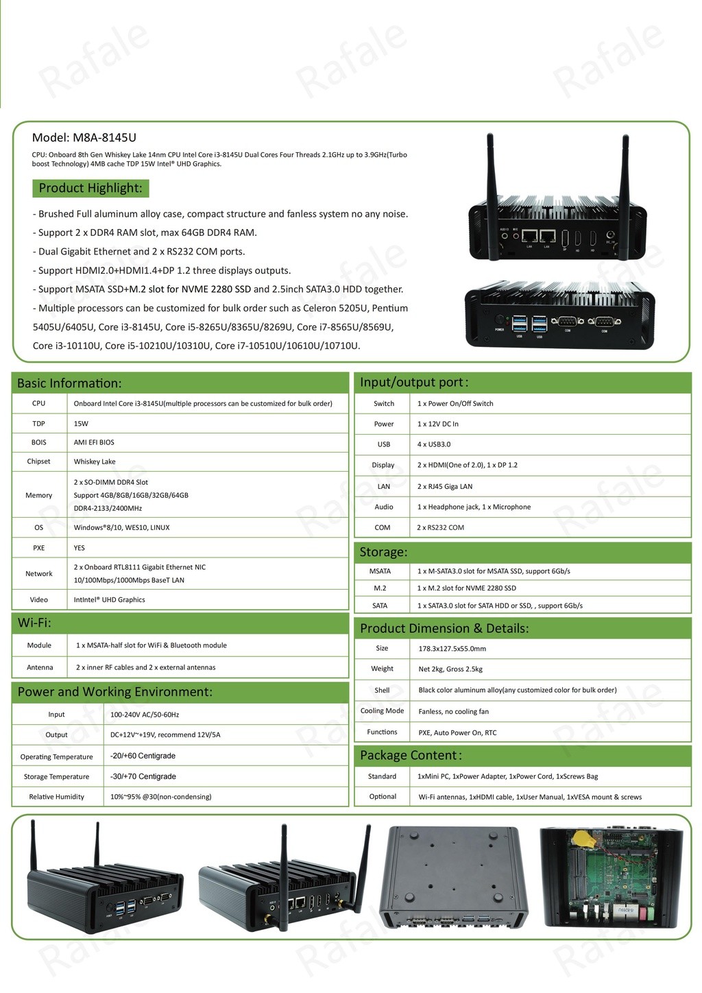 Intel Core i7 10510U i5 10210U 8260U Nuc Mini PC RS232 COM ITX ...