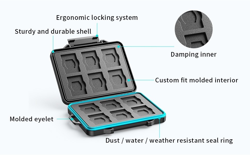 ORICO 24 Slots Micro SD Storage Card Holder Case Waterproof Anti-Shock ...