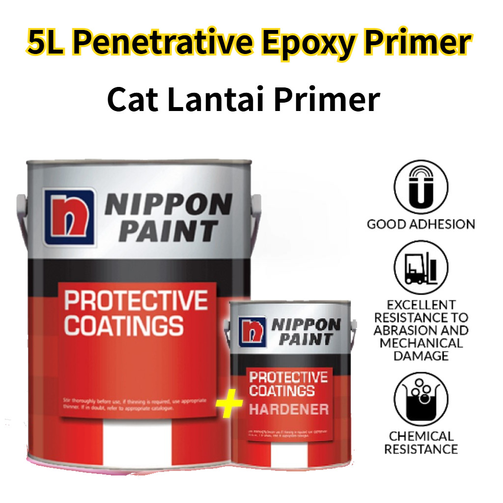 Nippon 5L Penetrative Epoxy Primer C/W Hardener 5L Cat Lantai Undercoat l Lantai Epoxy Primer ...