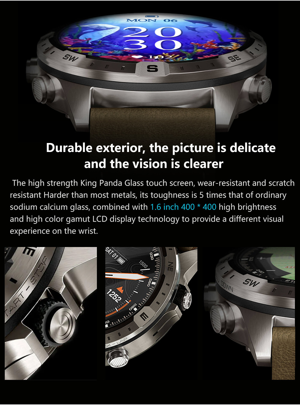 Hello GT5 Pro Smart Watch Compass HD Bluetooth Call Heart Rate Full ...