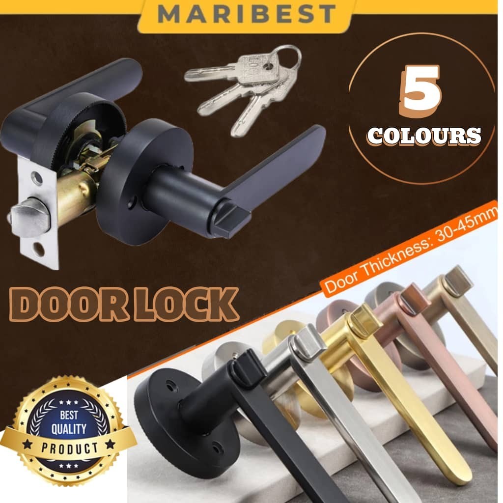 Door Lock Set Tombol Pintu Rumah Tubular Lever Cylindrical Cylinder ...