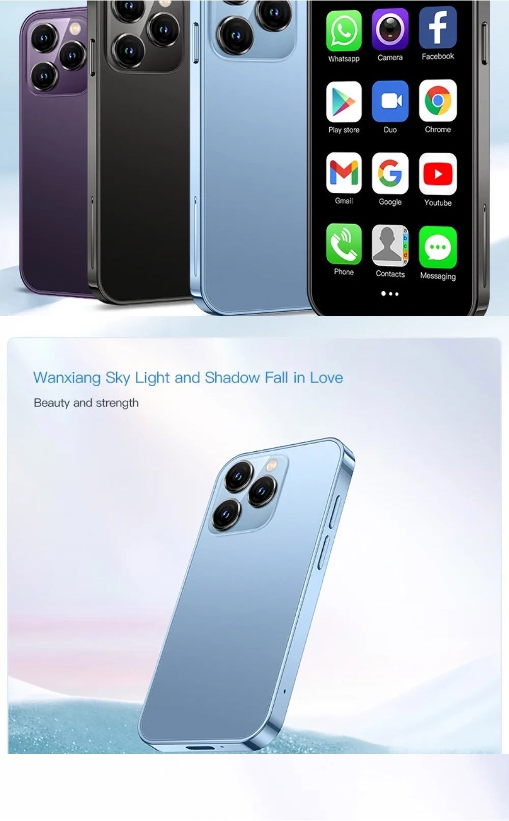 SOYES XS15 Ultra-thin 3.0Inch Small Phone 2GB+16GB Android 8.1 Dual SIM Standby 3G Mini ...