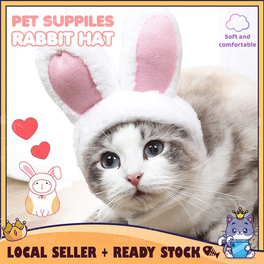 CATQUEEN Cat Dog Cute Bunny Rabbit Ears Hat Cap Pet Comel Kucing Topi ...