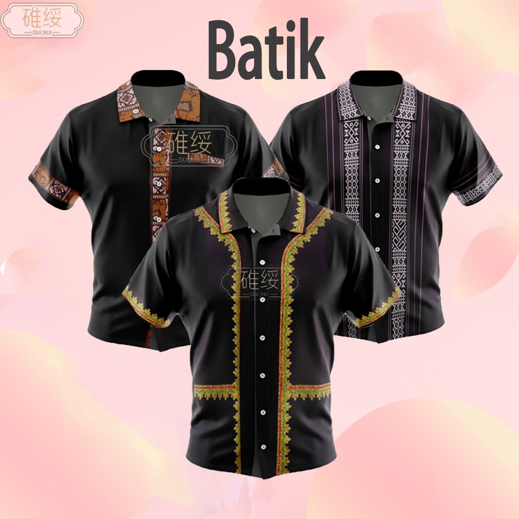 Baju Kemeja Kaamatan Print Corak Etnik Borneo Baju Kaamatan Berkolar ...