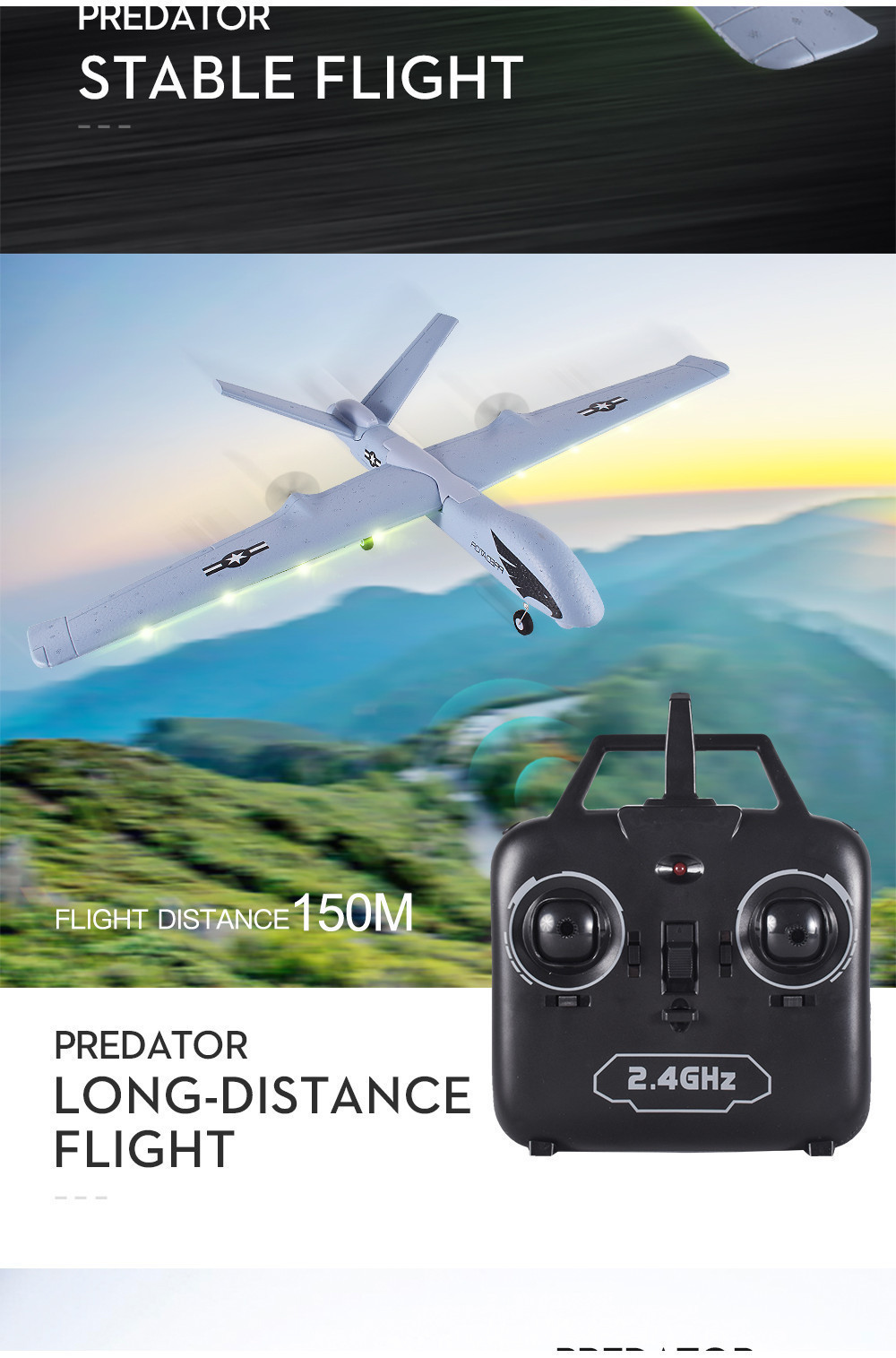 Rc Plane 2.4GHZ Dual Motor Gyro Stabilization System Medium DIY Epp ...
