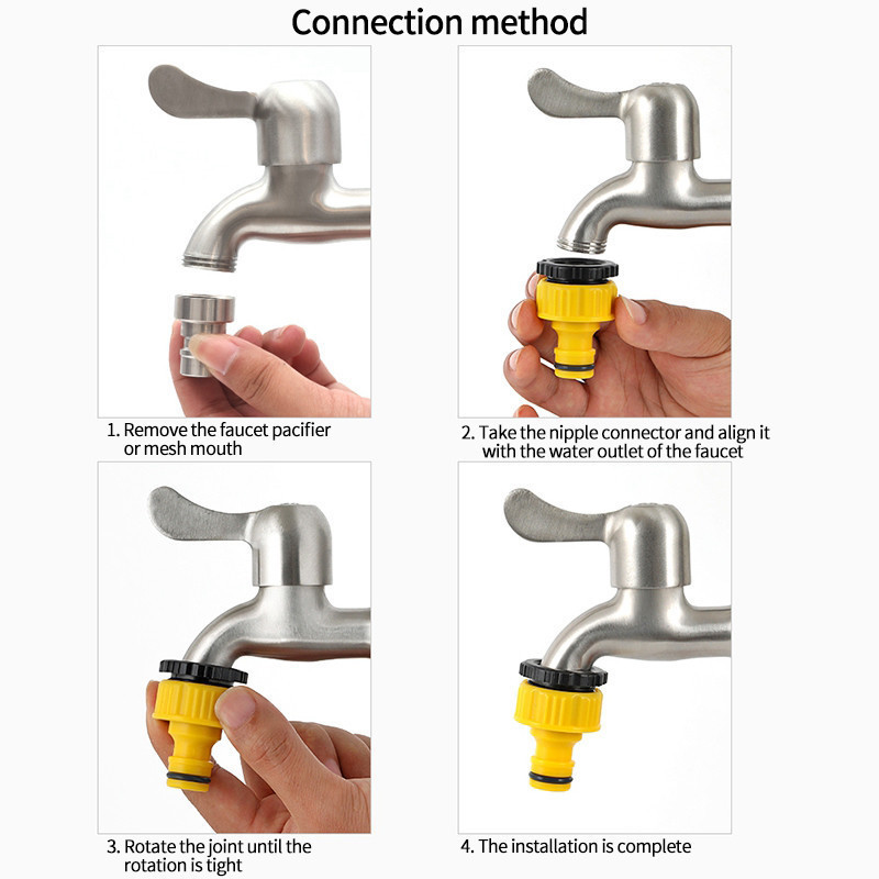 Garden Hose Quick Connector 1/2 3/4 1" Pipe Coupler Stop Water ...