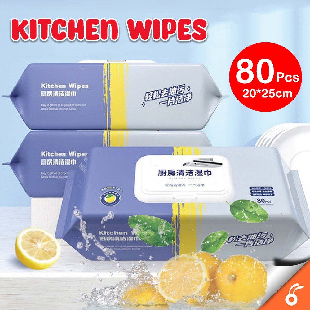 6216 KITCHEN WIPES 80PCS Disposable Kitchen Wet Tissue Cleaning ...