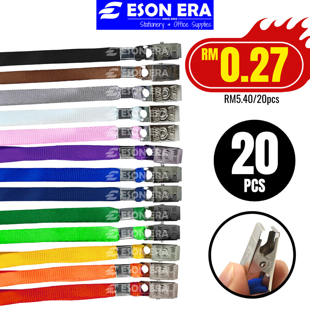 Tali Lanyard Nylon (20pcs) 10mm x 40cm Flat Clip / Badge Clip String ...