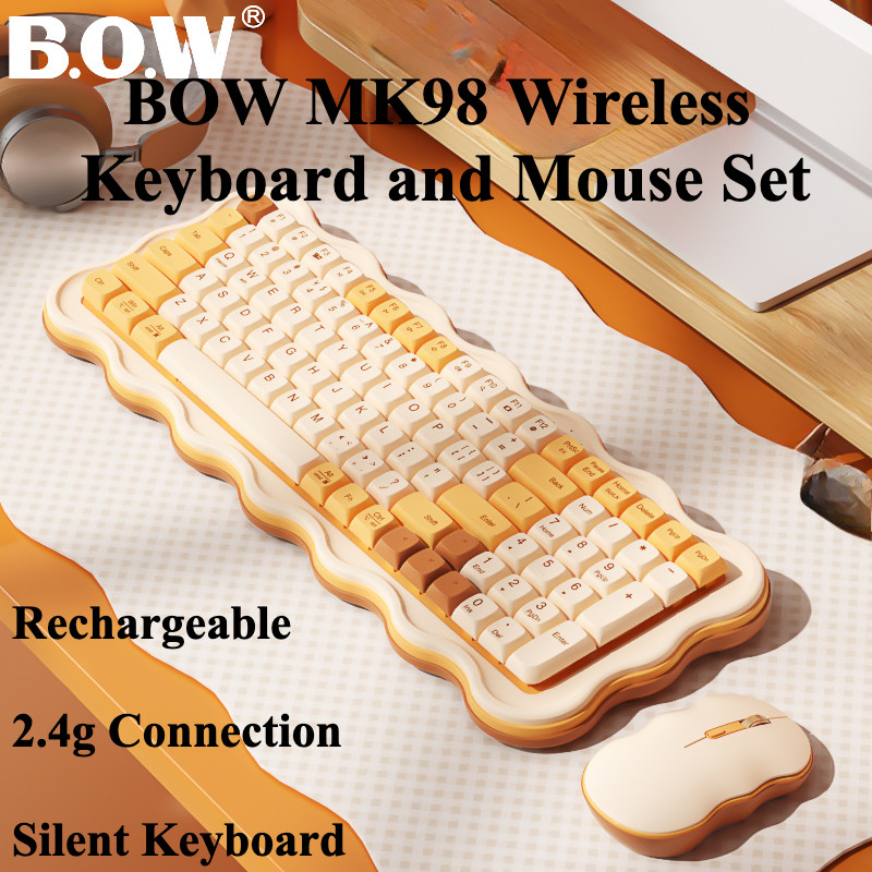 BOW 2.4g Wireless Rechargeable Keyboard and Mouse Set Rechargeable ...