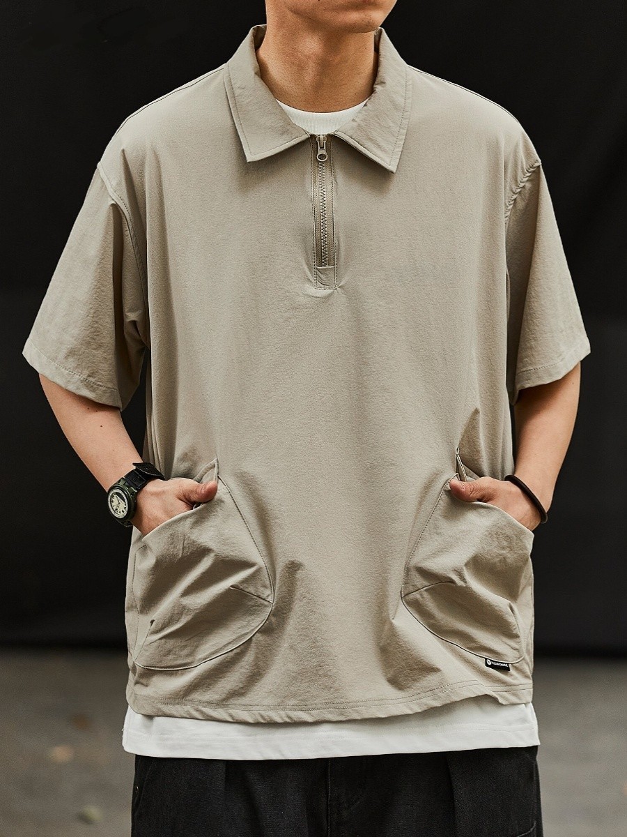 【Dari Perak】ProMan baju t shirt lelaki berkolar Kemeja-T kargo khaki ...