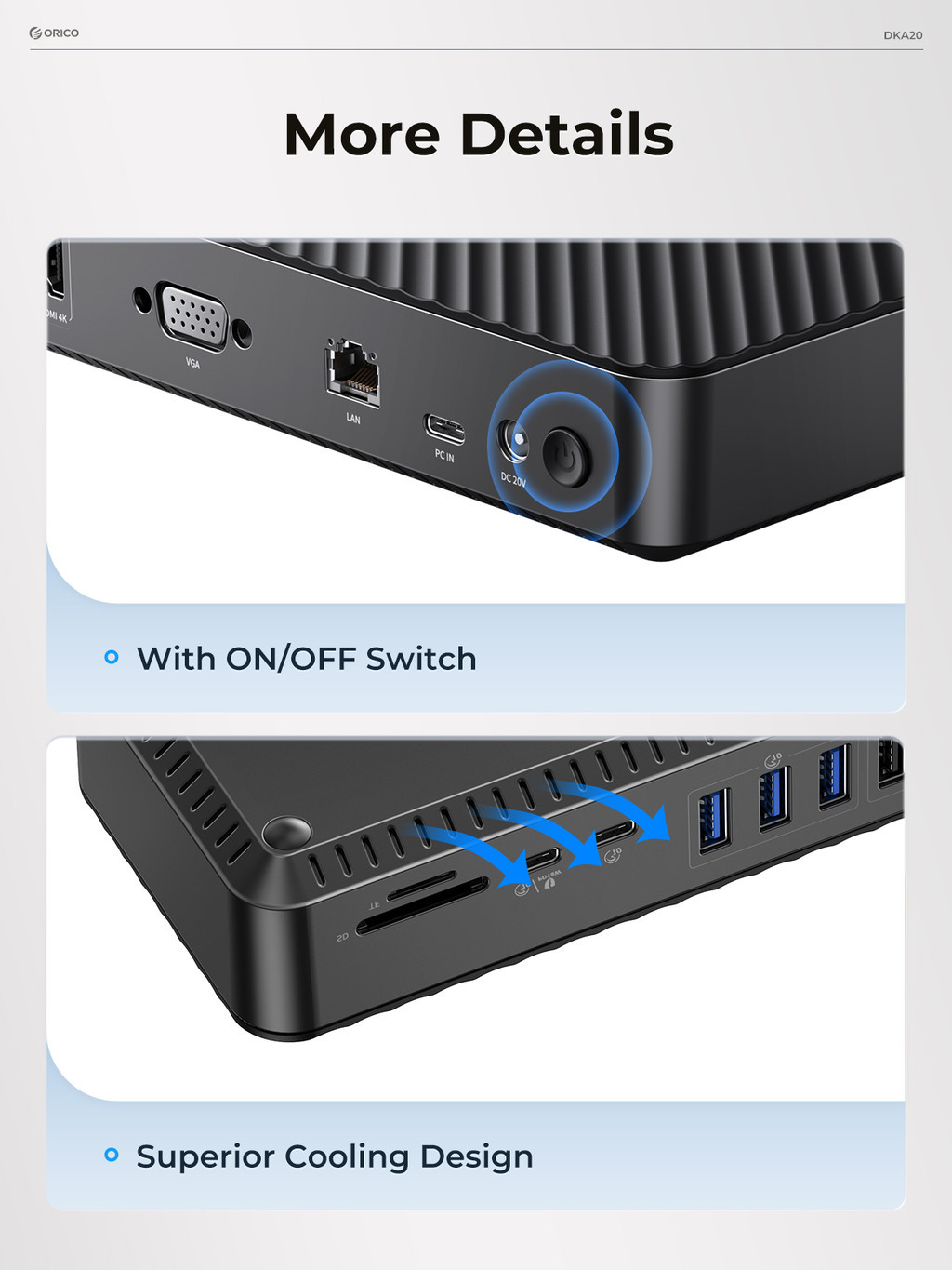 ORICO Docking Station 20-in-1 with 10Gbps USB-C Hub HDMI 4K DP VGA ...