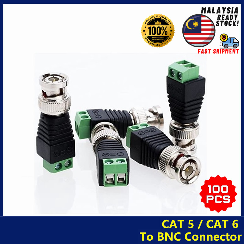 [100 PCS] CAT5 / CAT6 to BNC RG59 Coaxial Video Balun Connector ...