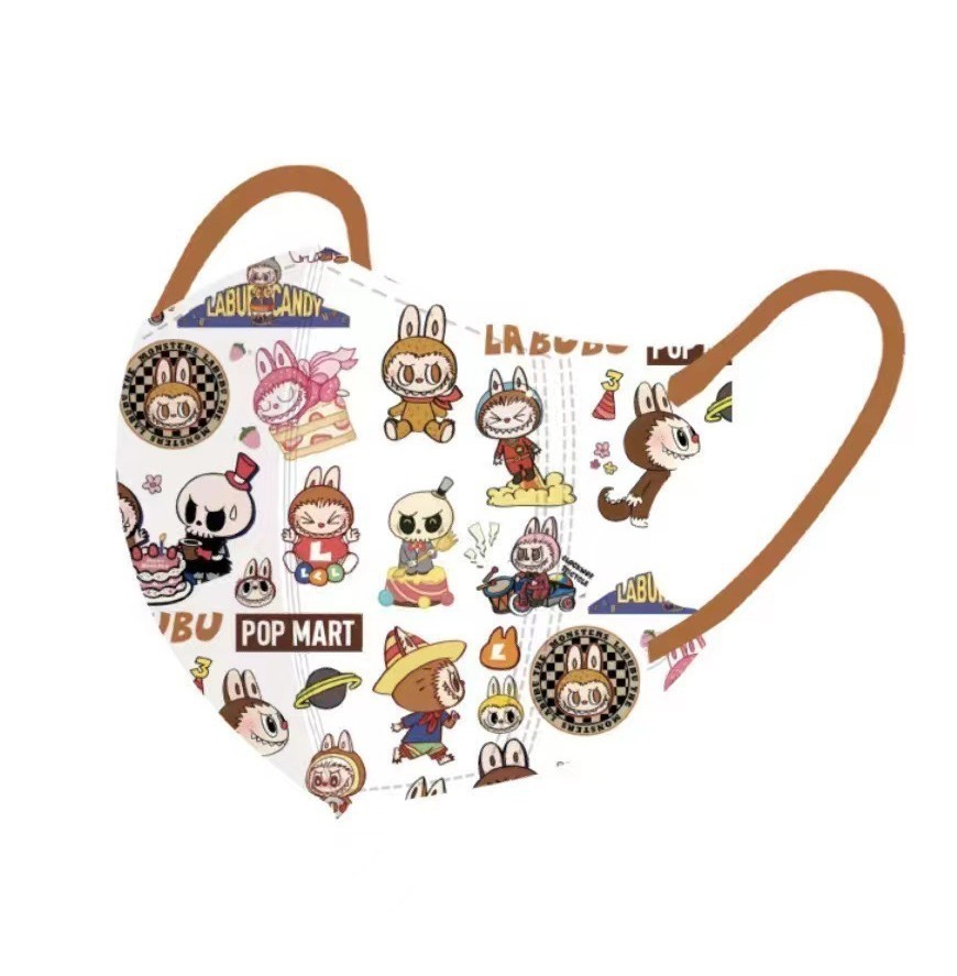 3D Pink Cute Labubu Mask Girl Cartoon Print Mask 3-12 Years Old Labubu ...