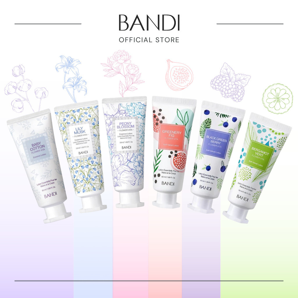BANDI Flower Vita Essence | Soft Velvet Hand Lotion - Asst Scents (20ml ...