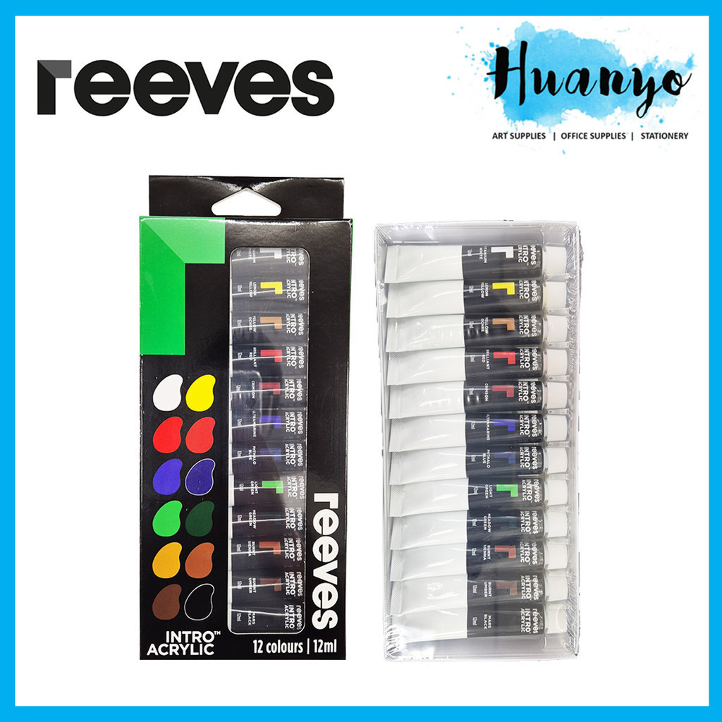 Reeves Intro Acrylic Colour Paint Set of 12 (12ML / Tube) No.0116790 ...