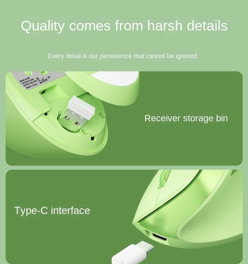 BOW Rechargeable Dual-mode Ergonomics Vertical Mouse 2.4g Wireless ...