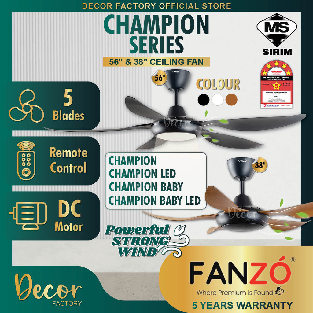 FANZÓ Fan FANZO CHAMPION Series 56" 38" 5 Blades 7 Speed FANZO CHAMPION ...