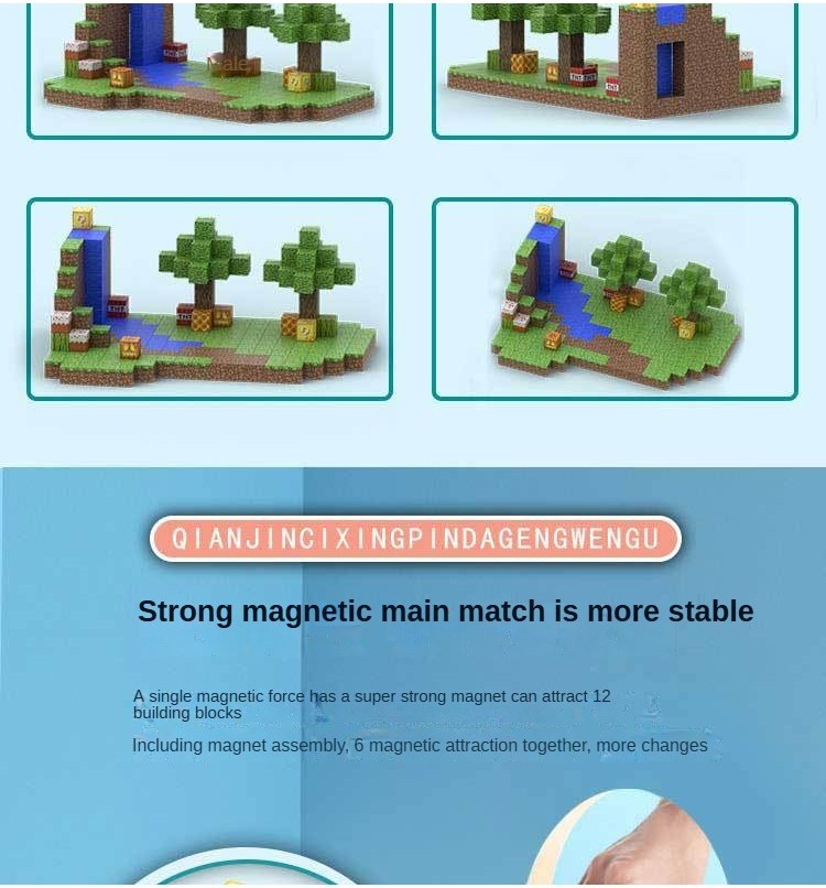 Minecraft my world magnetic cube building blocks DIY peripheral magnet ...