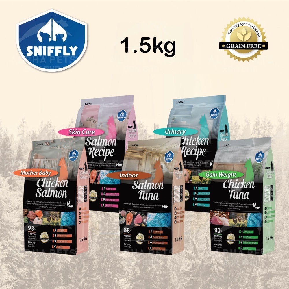 POODEE Sniffly Cat Dry Food 1.5kg Grain Free Skin Care Weight Gain ...