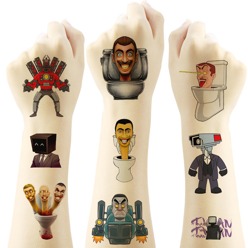 Skibidi Toilet Tattoo Stickers Temporary Tattoos for Kids Birthday ...