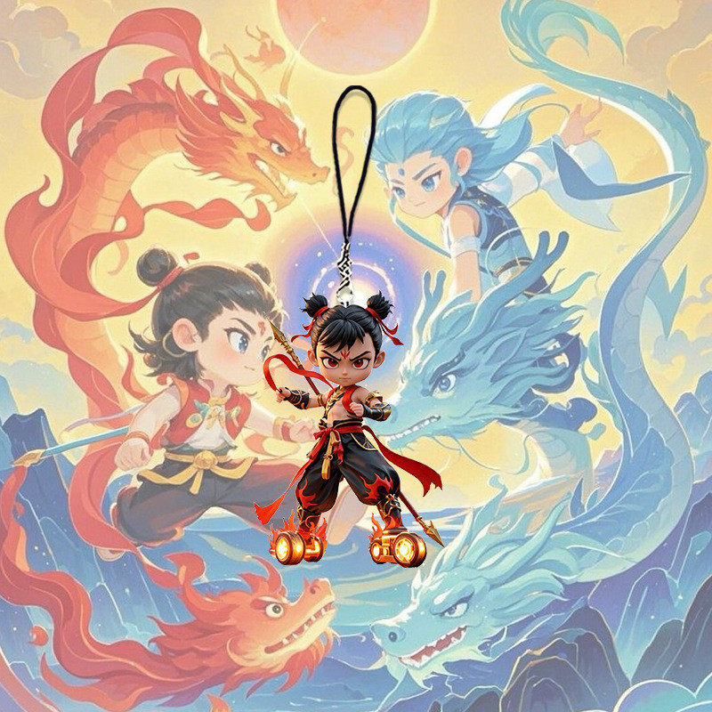 Nezha Phone Chain Cute Aobing Acrylic Keychain Cartoon Phone Hanging ...