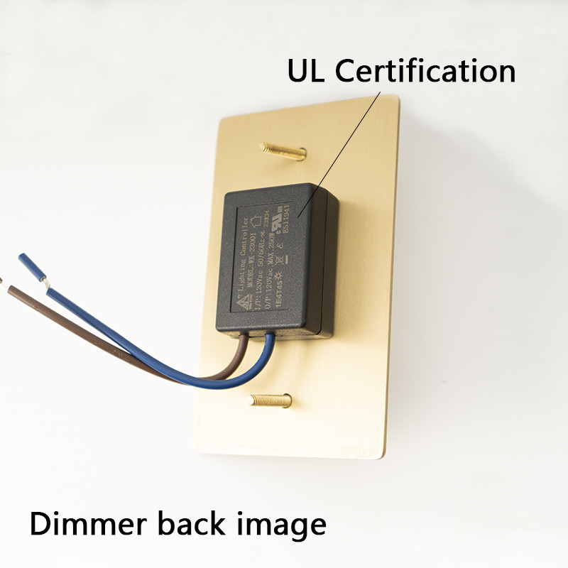 220V Golden Brass Plate Wall Light Switch LED Dimmer 10A Socket For ...