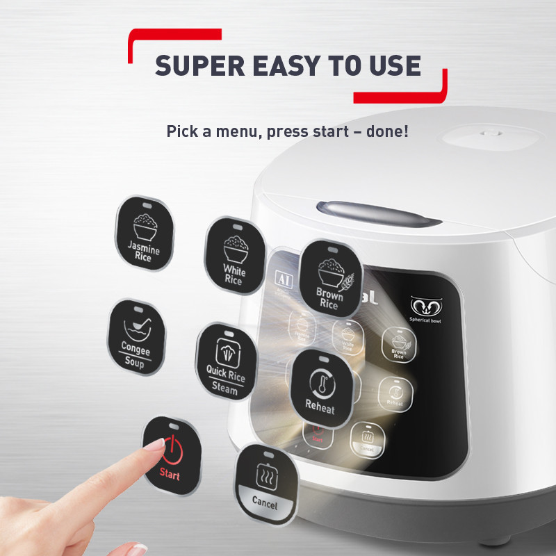 TEFAL 1.0L EASY RICE COMPACT FUZZY LOGIC RICE COOKER / NON STICK / TOUCH BUTTON - RK7301 ...