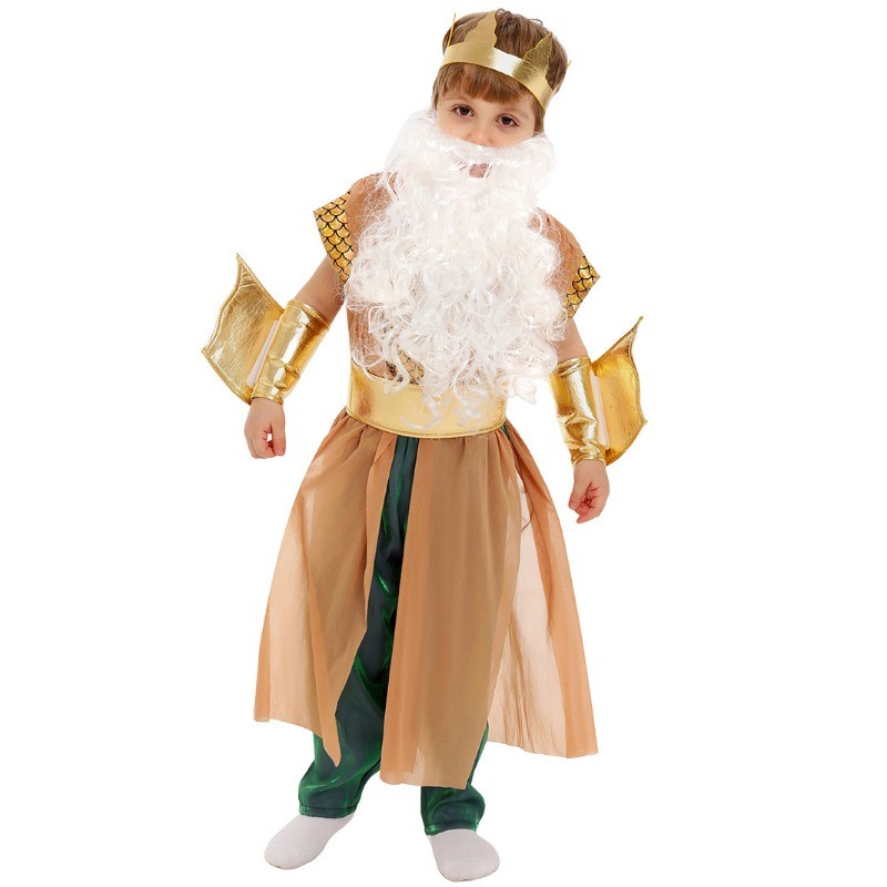Kids Poseidon Cosplay Costume Greek Mythology God King of The Sea ...