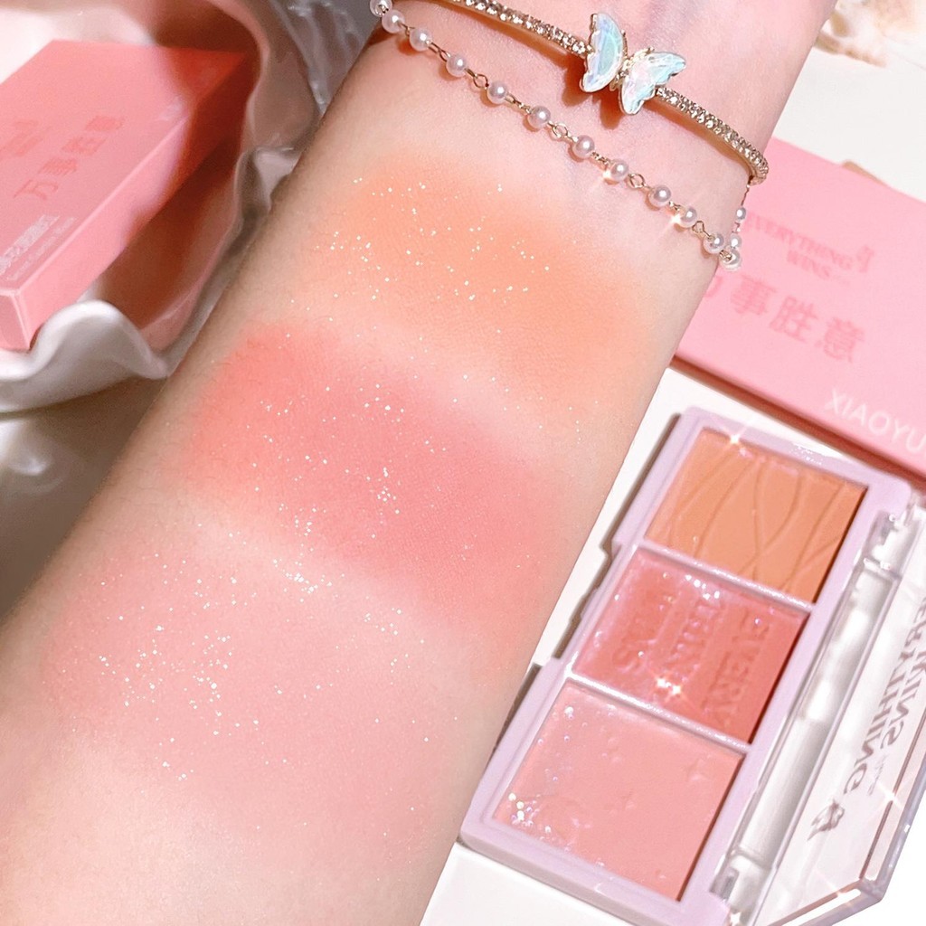 Three-color blush/pearlescent matte glitter niche pink color daily ...