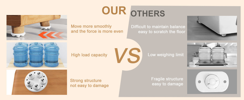 4PCS/SET Movable Pulley Type Load-bearing 100kg Chair Leg Furniture ...