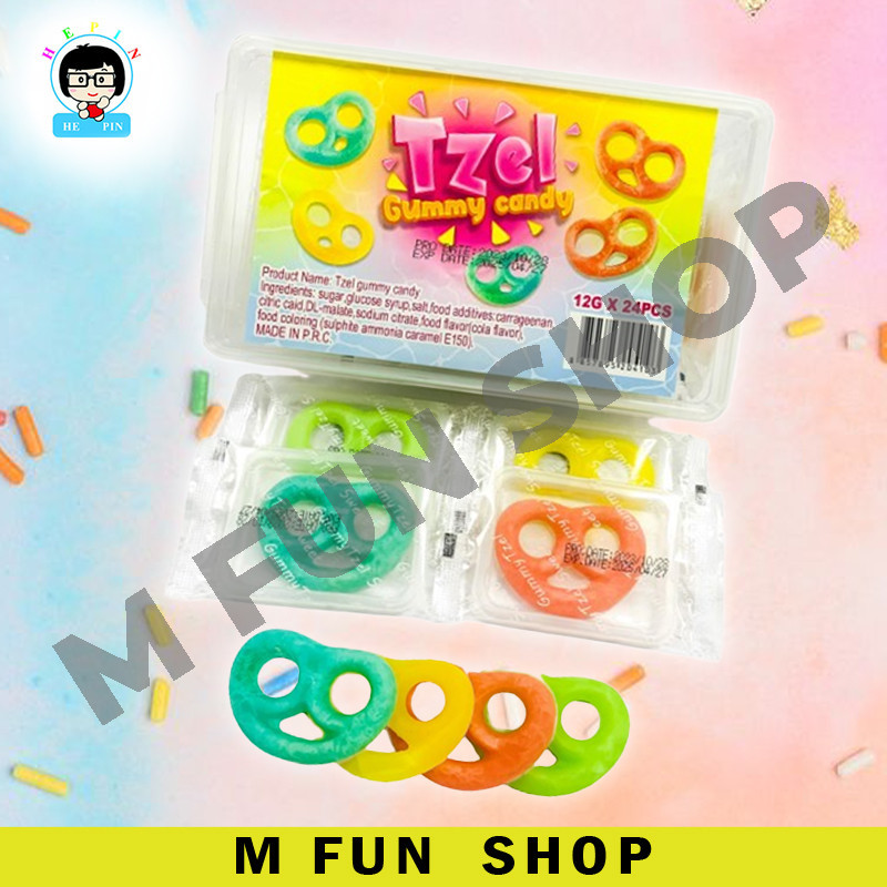 Tzel Candy 24Pcs Colorful Pretzel Shaped Crispy Skin With Center Filled ...
