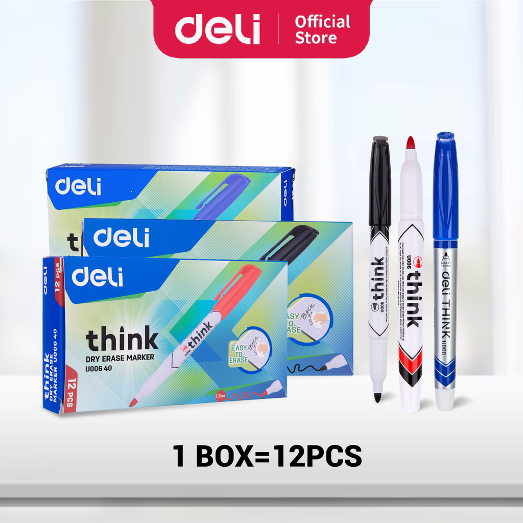 Deli THINK Whiteboard Marker Pen White Board Papan Tulis Maker Papan ...