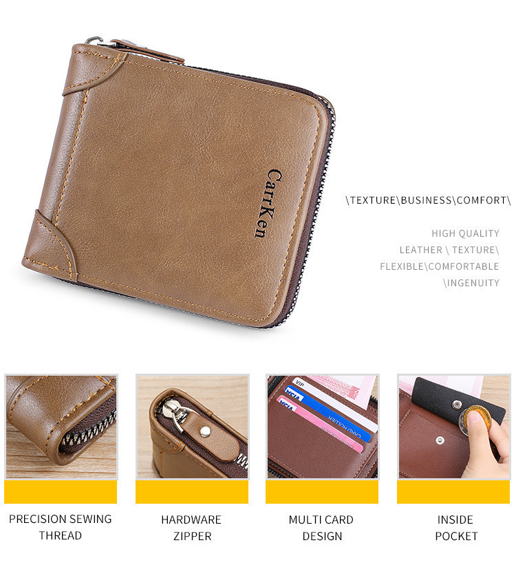 CarrKen New Men's Wallet Retro Horizontal Multi functional Card Bag ...