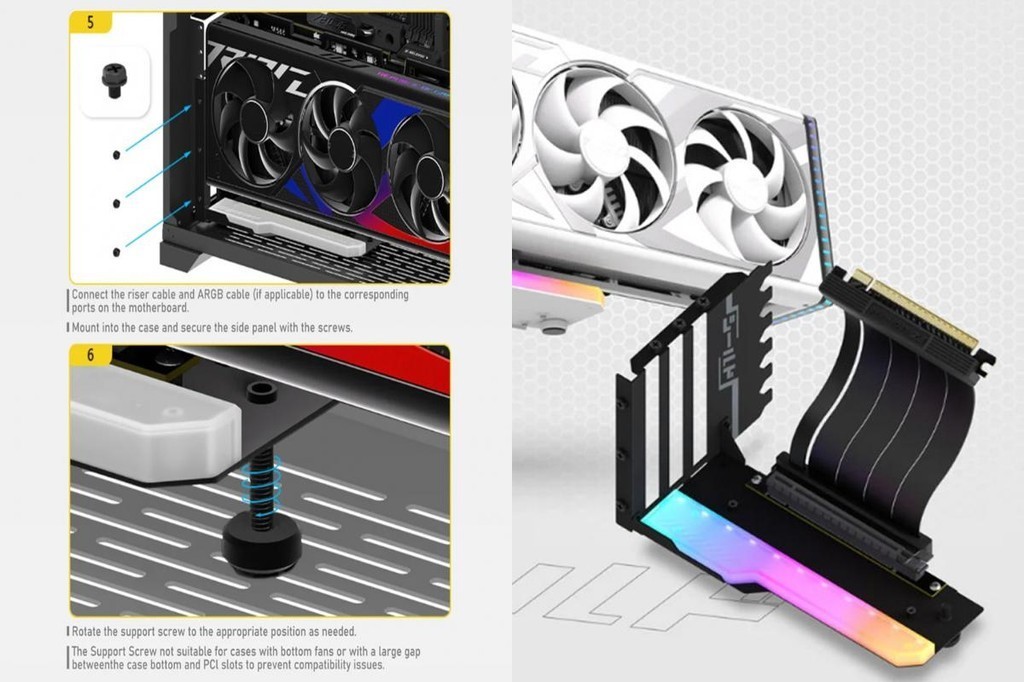 SN Graphics Card Holder Pci-e 4.0 16x Riser Cable Pci-e 4.0 Vertical ...
