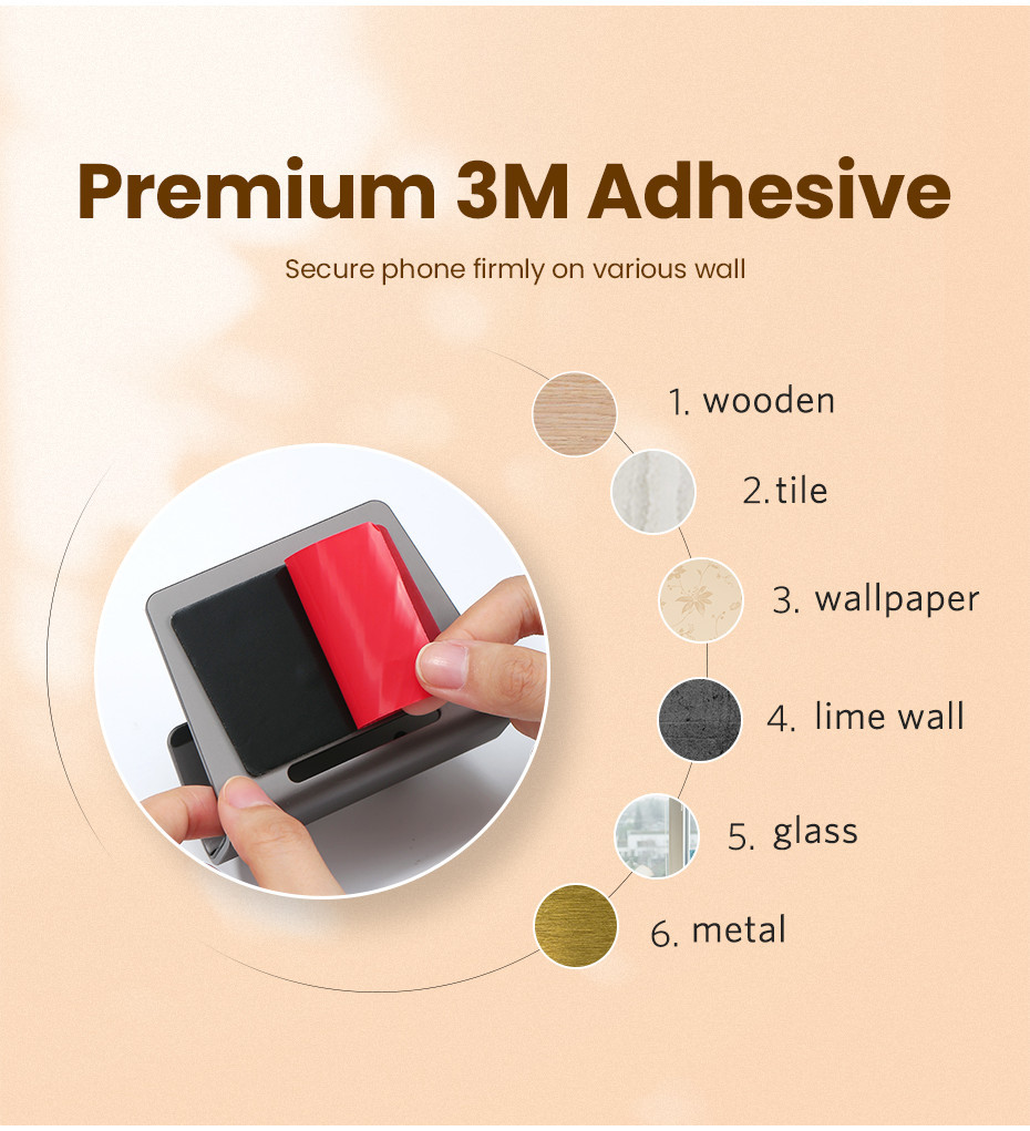 UGREEN Wall Mount 3M Adhesive Multifunction Aluminium Phone Holder Stand Hook with Silicone Pad ...