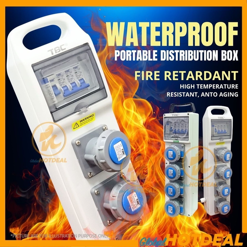 TBC 16A Portable Distribution Box 3/4 Way For Sites DB BOx Junction Box ...