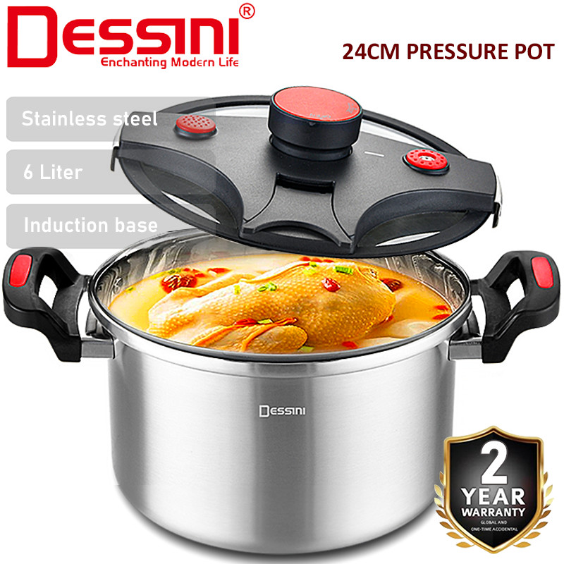 DESSINI ITALY 6L Non-stick Stainless Steel Induction Pressure Cooker ...