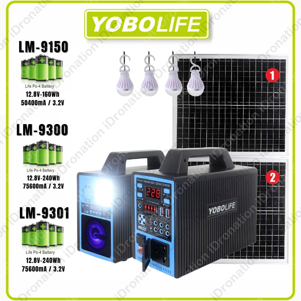 YOBOLIFE LM-9301 LM-9300 LM-9150 Portable Solar Power System Outdoor 16V28W Solar Panels ...