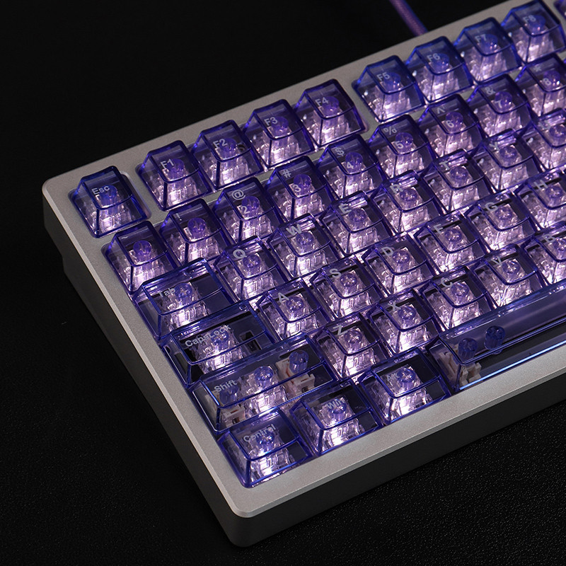 Crystal Clear Purple+Green keycaps EVA-01 Cherry Profile PC 156 keycaps ...