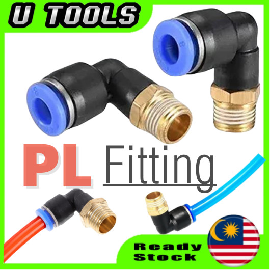 PL Elbow Pneumatic Fitting 1/4 3/8 1/2 1/8 BSP Male Thread Air Quick Connector L Shape Push In ...