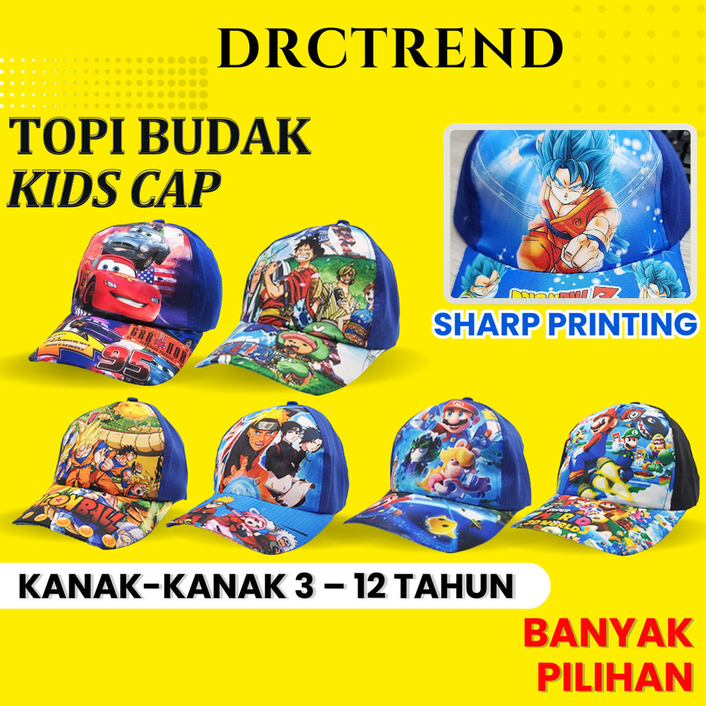 Baseball Cap Kids Cotton Cap Hat Cartoon Children Boy Girl Topi Budak ...