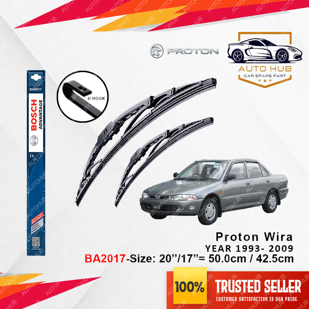 Proton Wira Aeroback 1993-2009 (20"/17") Bosch Wiper Advantage Set Front Windshield Kereta Wira ...
