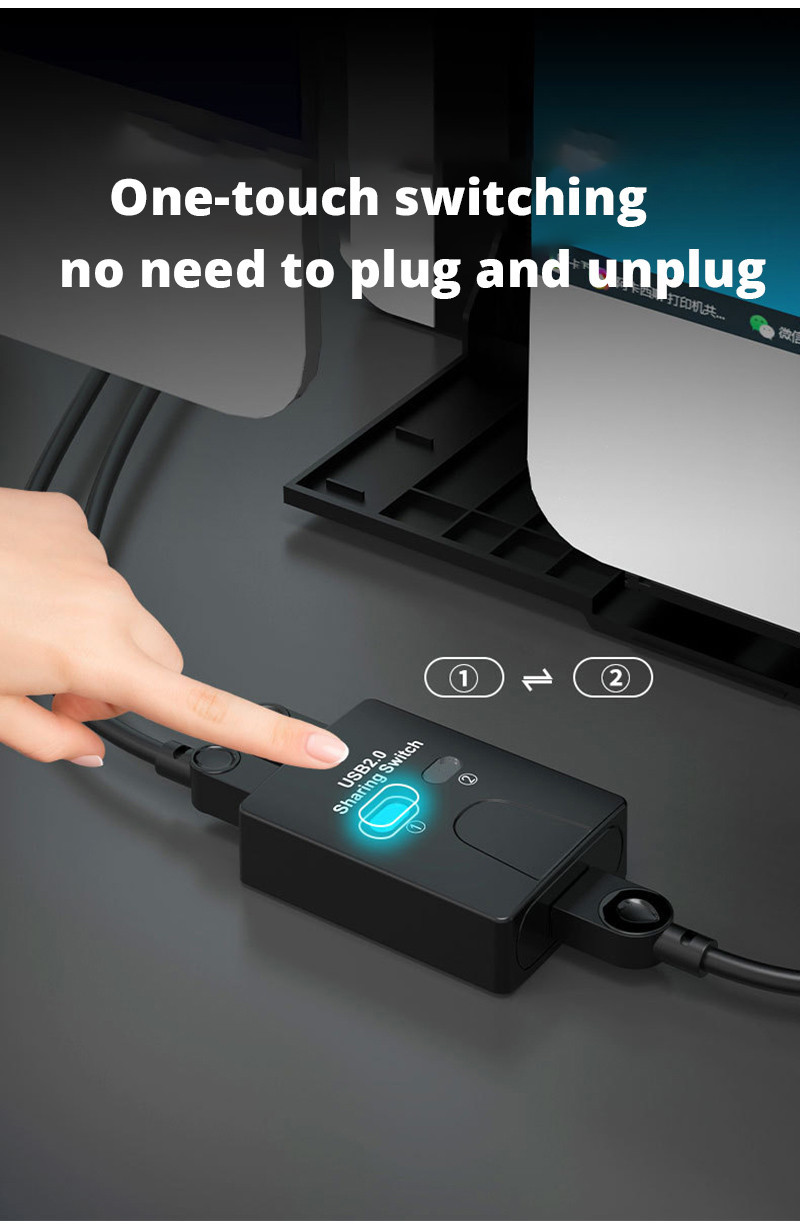 USB Print Sharer Switch 2 In 1 Out USB Auto Printer Sharer Splitter For ...